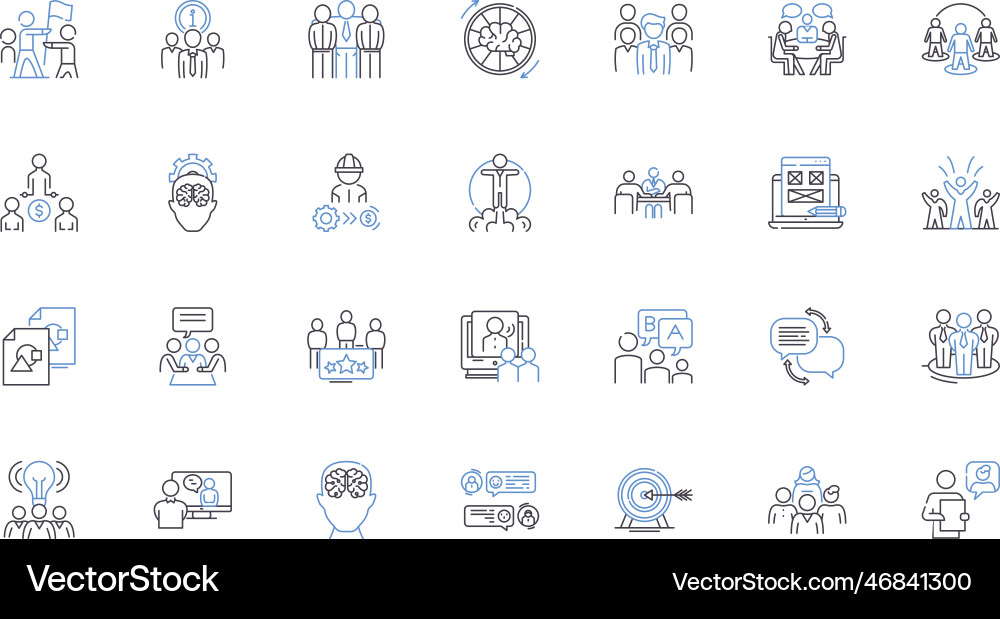Mutual collaboration line icons collection Vector Image