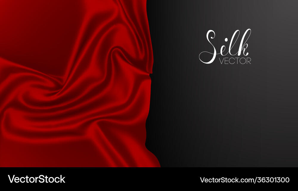 Satin fabric abstract cloth red silk on black Vector Image