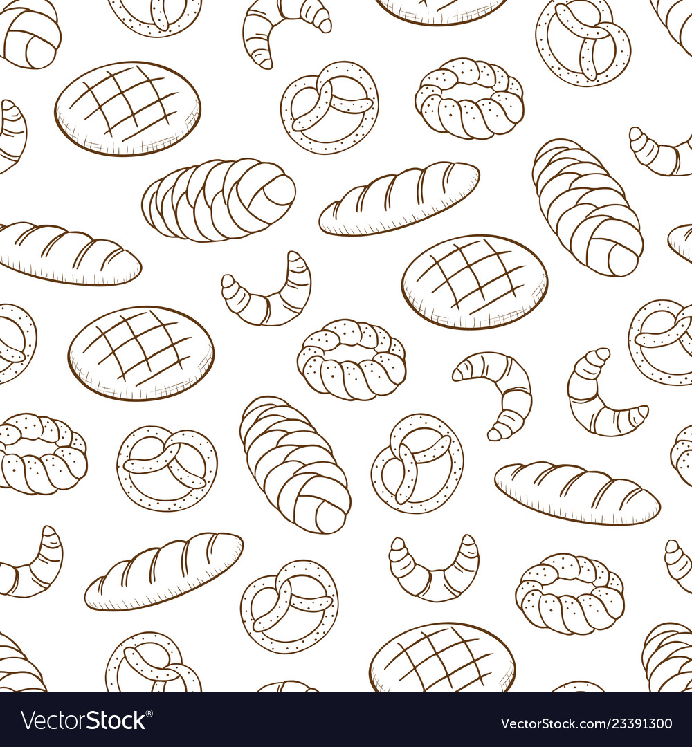 Seamless pattern with bread Royalty Free Vector Image