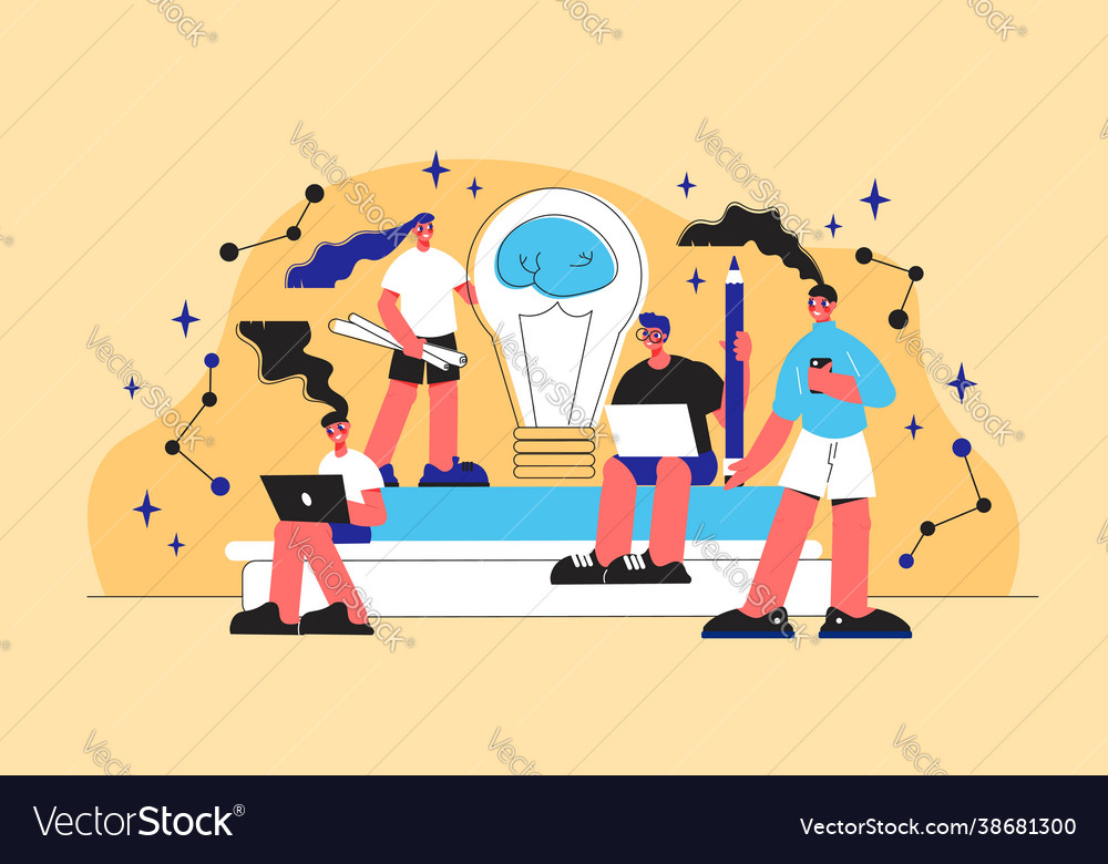 Team work flat concept Royalty Free Vector Image