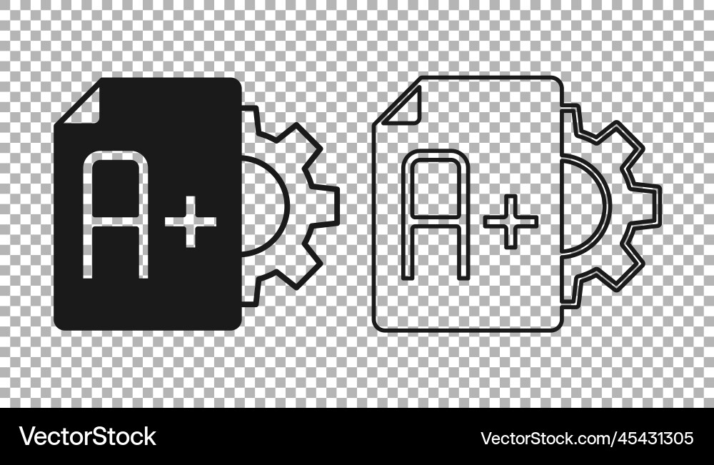 Black exam sheet with a plus grade icon isolated Vector Image