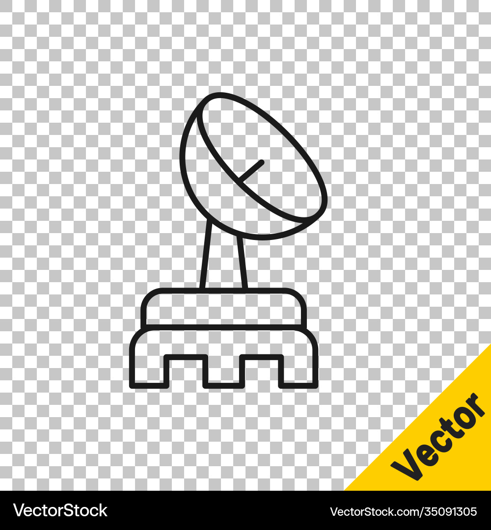 Black line radar icon isolated on transparent Vector Image