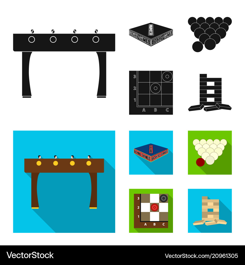 Board game black flat icons in set collection Vector Image