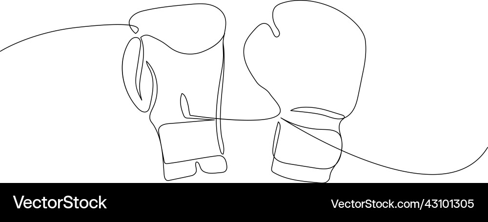 Boxing gloves one line art continuous line Vector Image