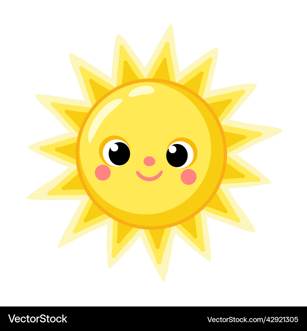 Cute yellow sun smiles Royalty Free Vector Image