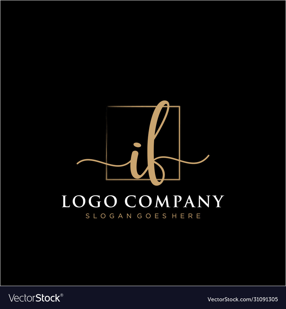 If initial handwriting logo with rectangle Vector Image