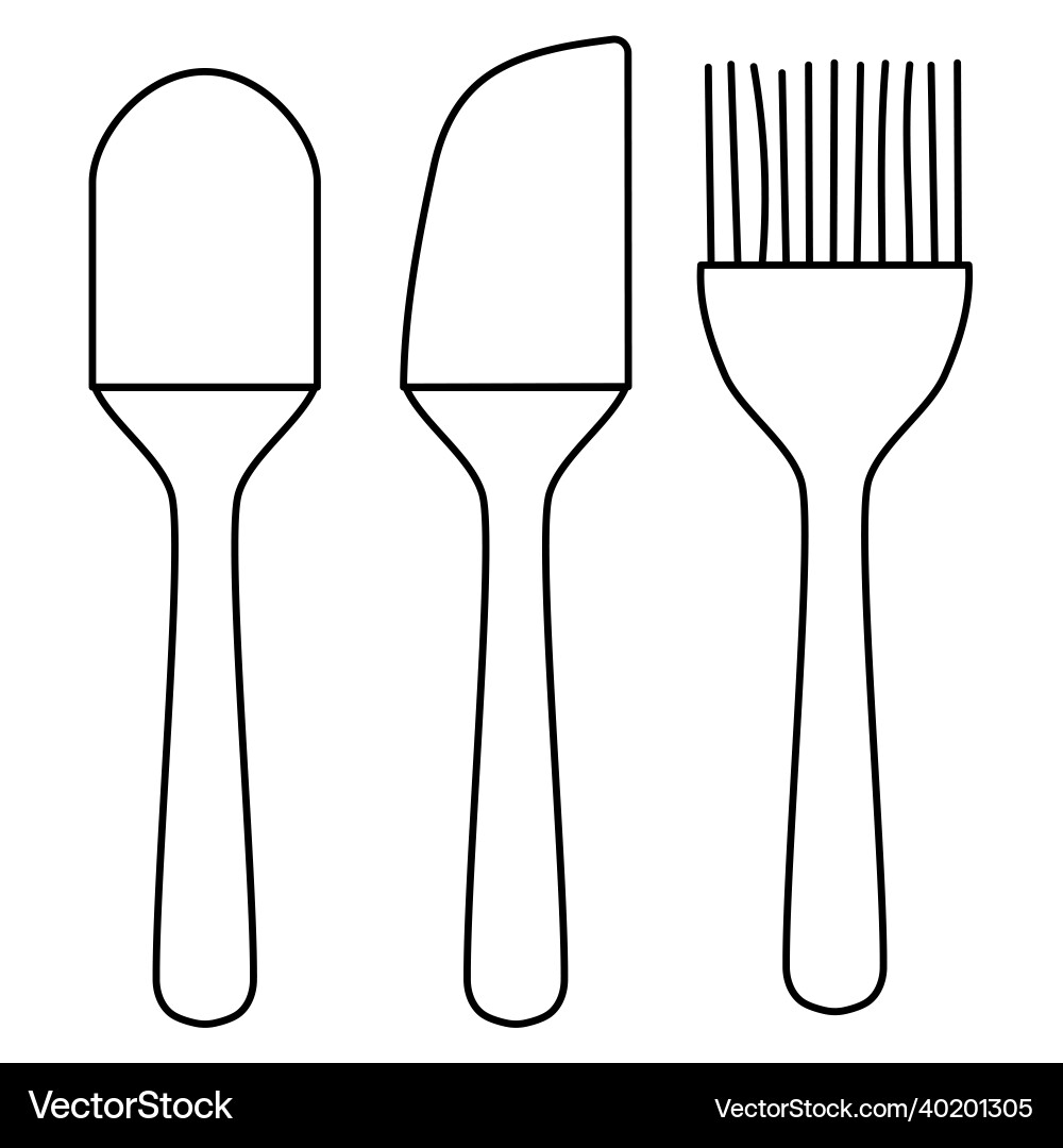 Kitchen tools cutlery set of two silicon spatulas Vector Image