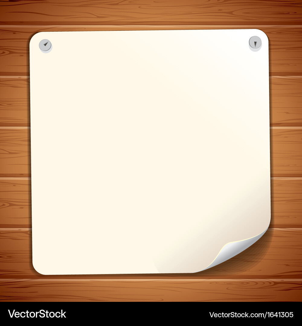 Old paper sign on wood wall Royalty Free Vector Image
