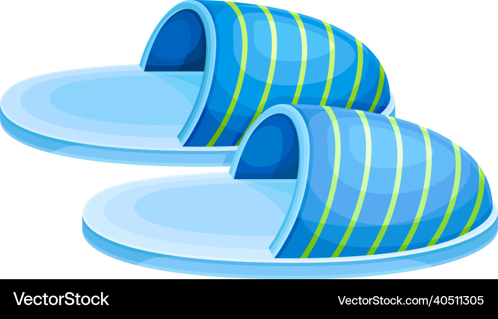Pair of blue slippers soft comfortable textile Vector Image