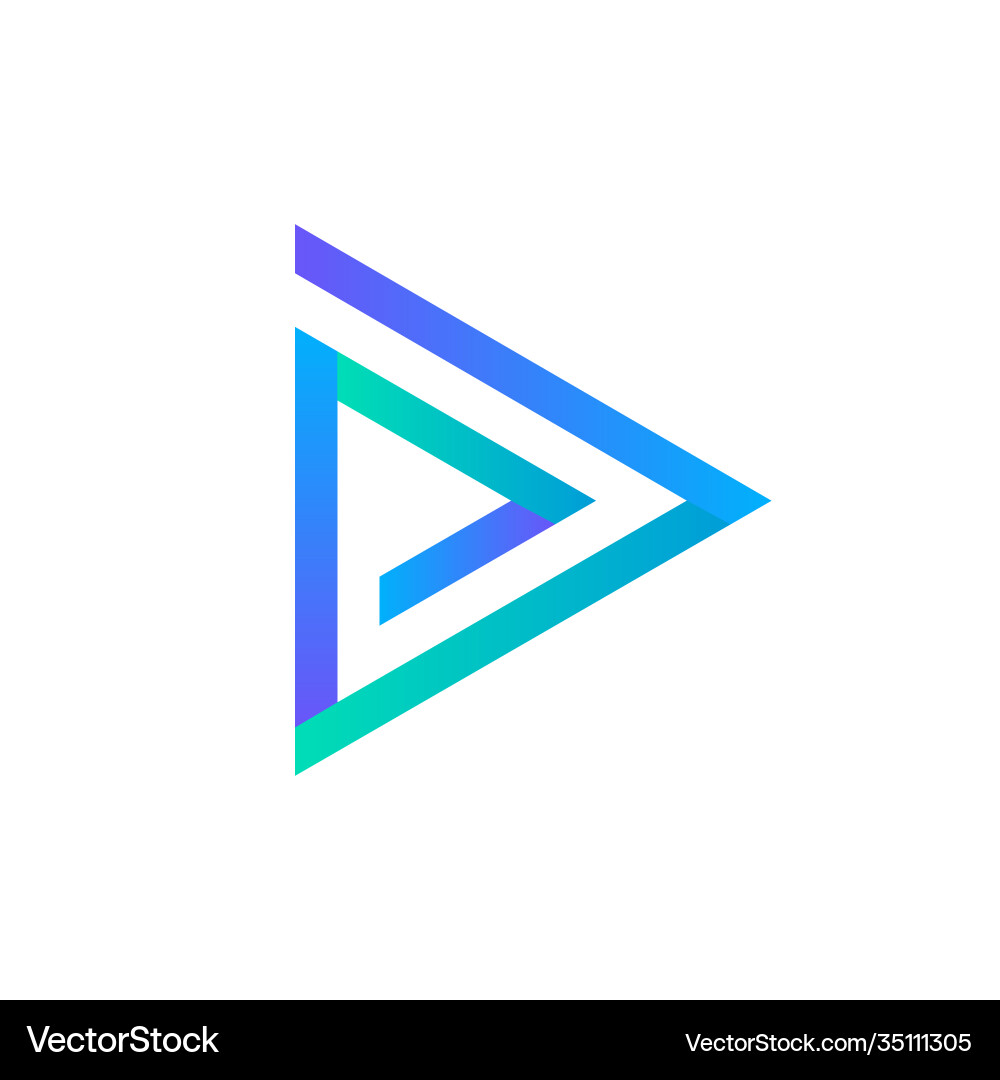 Play icon abstract triangle button blue gradient Vector Image