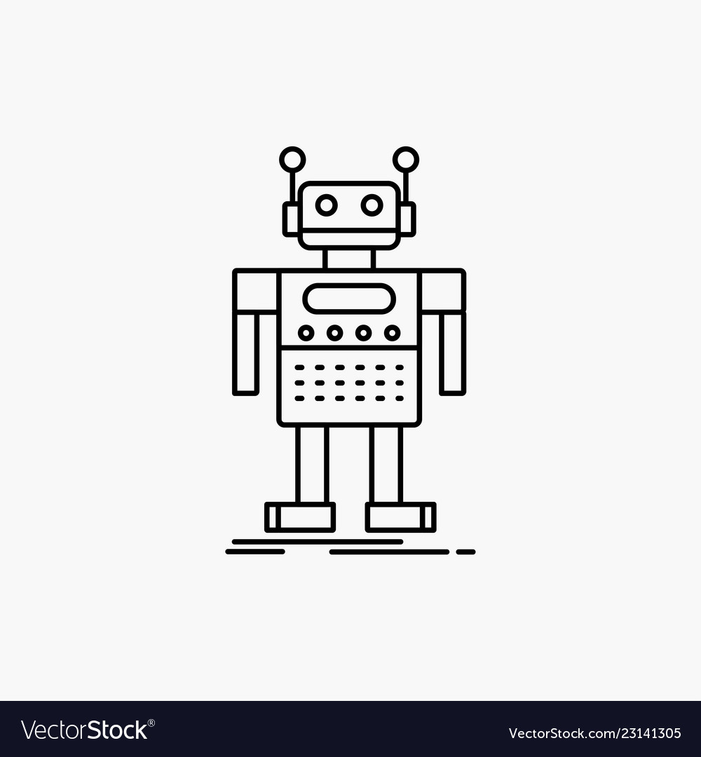 Robot android artificial bot technology line icon Vector Image