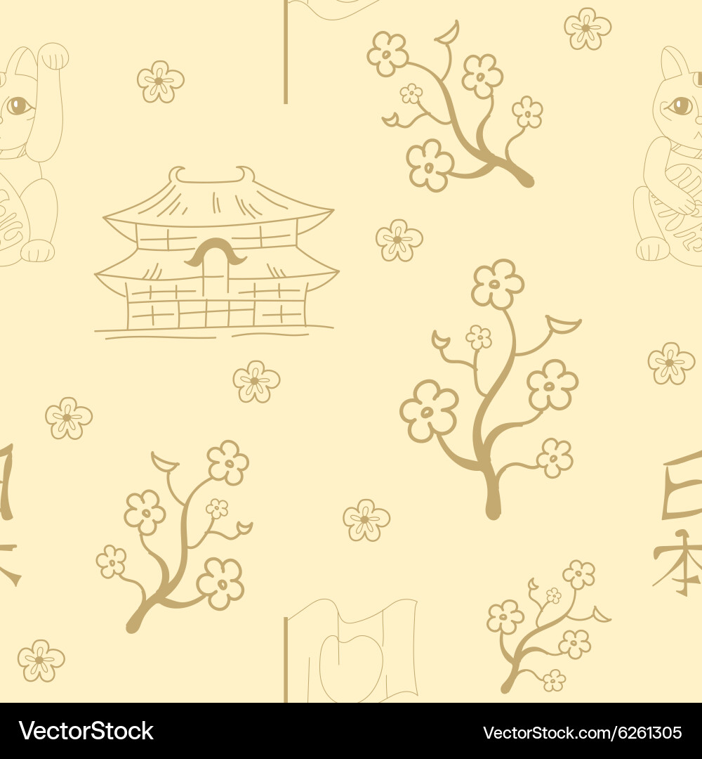 Seamless japanese symbols background Royalty Free Vector