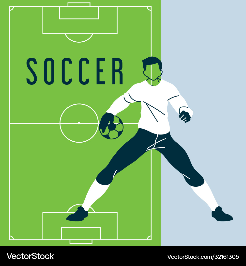 Soccer goalkeeper with ball template Royalty Free Vector