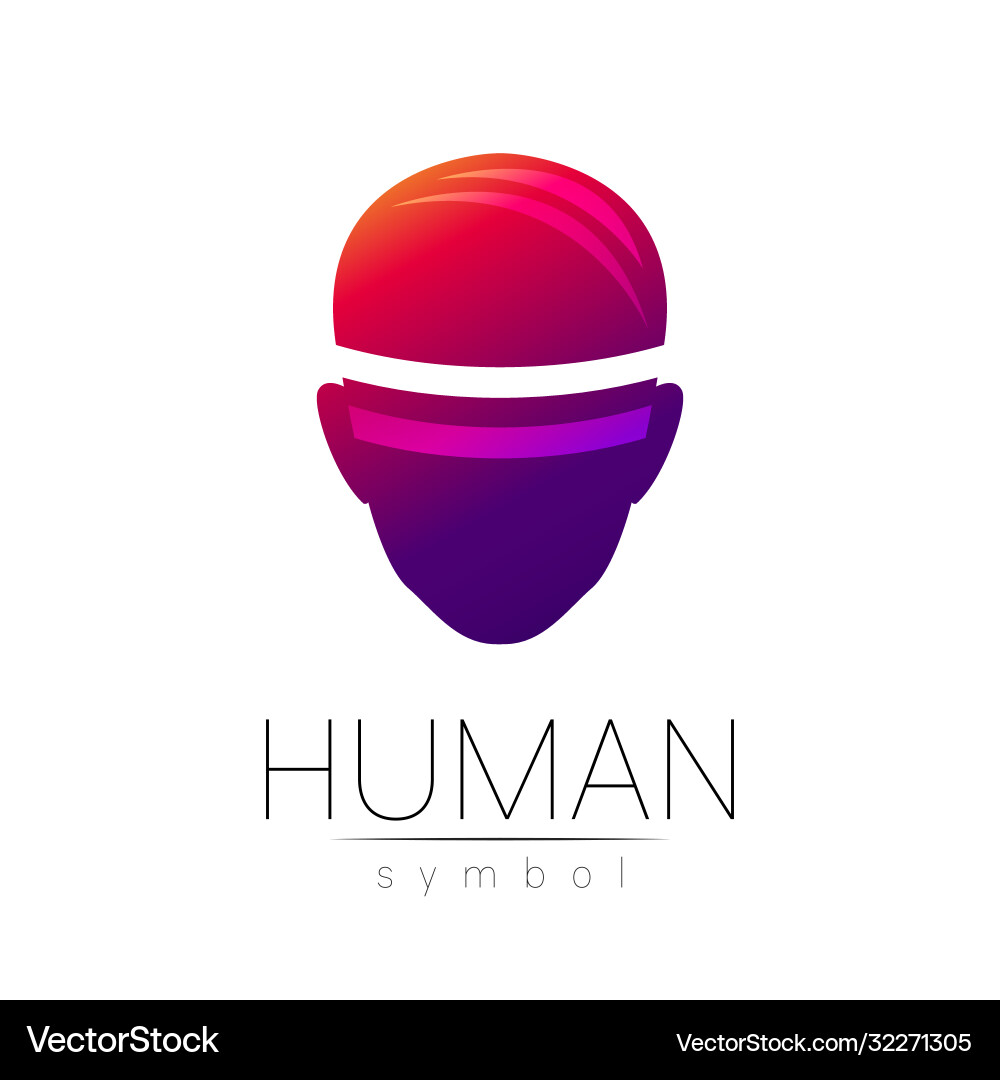 Symbol human head person face red Royalty Free Vector Image
