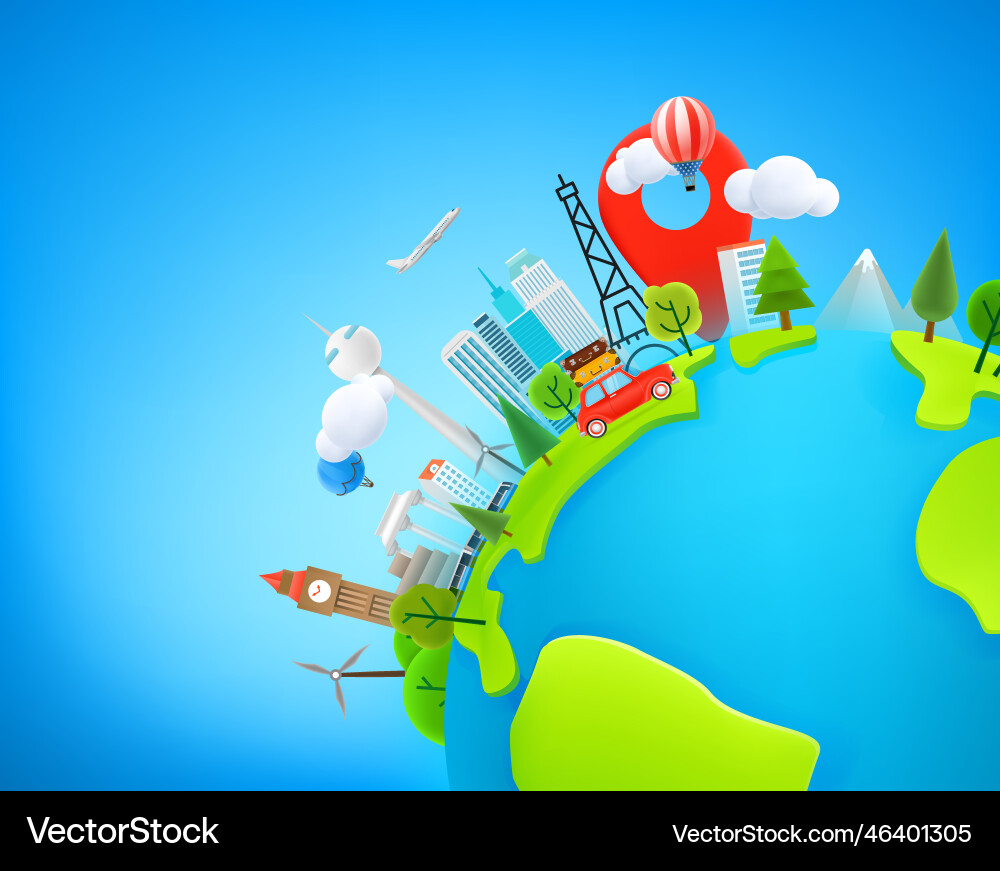 Travel concept with different vehicles car Vector Image