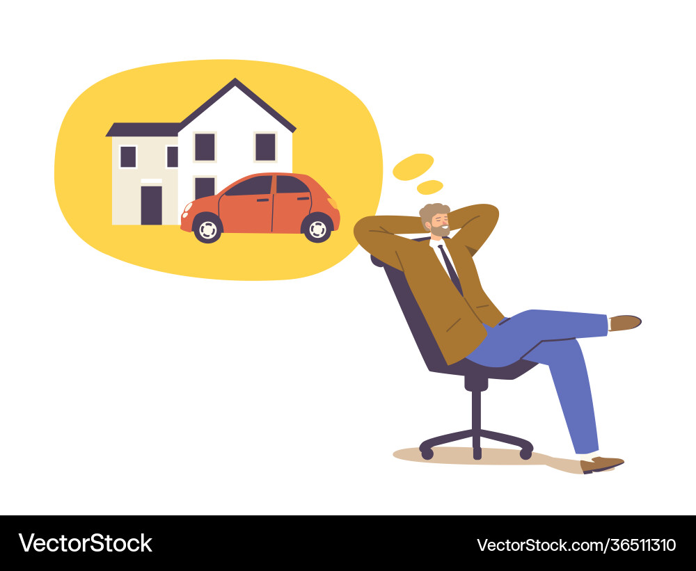 Businessman character sitting in relaxed pose Vector Image