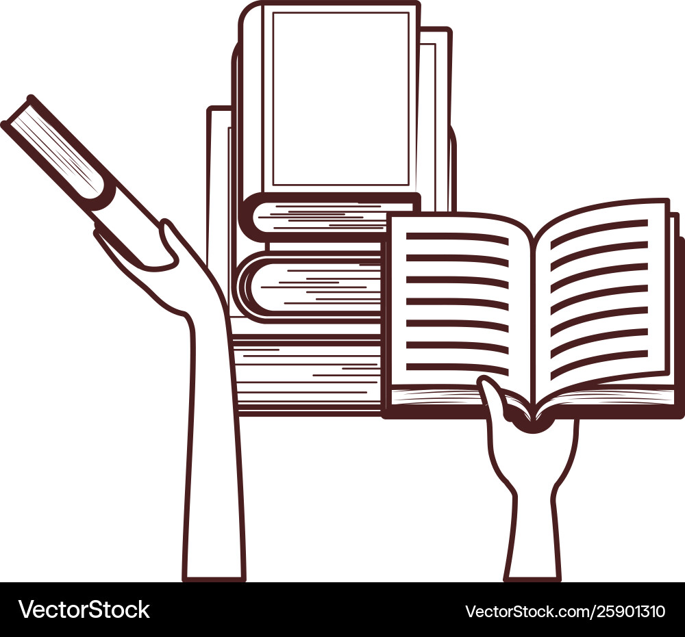 Group books and banner pennant design Royalty Free Vector