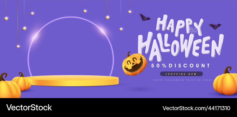 Halloween background design with product display Vector Image