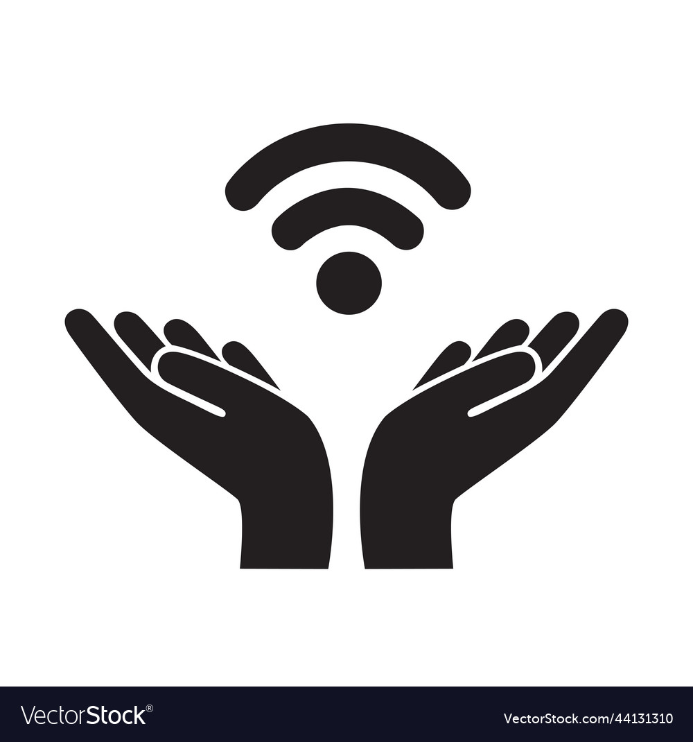 Hand holding wifi icon Royalty Free Vector Image Hand holding wifi icon Royalty Free Vector Image