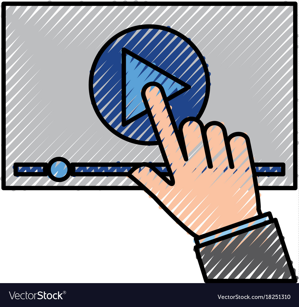 Hand touch screen video player button technology Vector Image