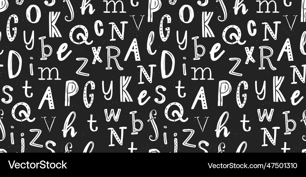 Lovely hand drawn letters doodle alphabet school Vector Image