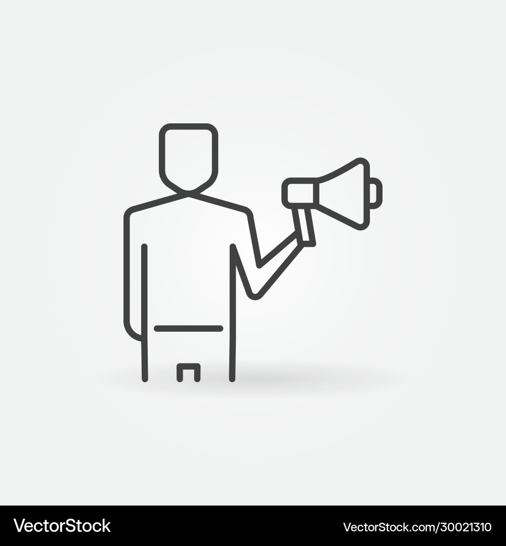 Man with megaphone outline concept icon Royalty Free Vector