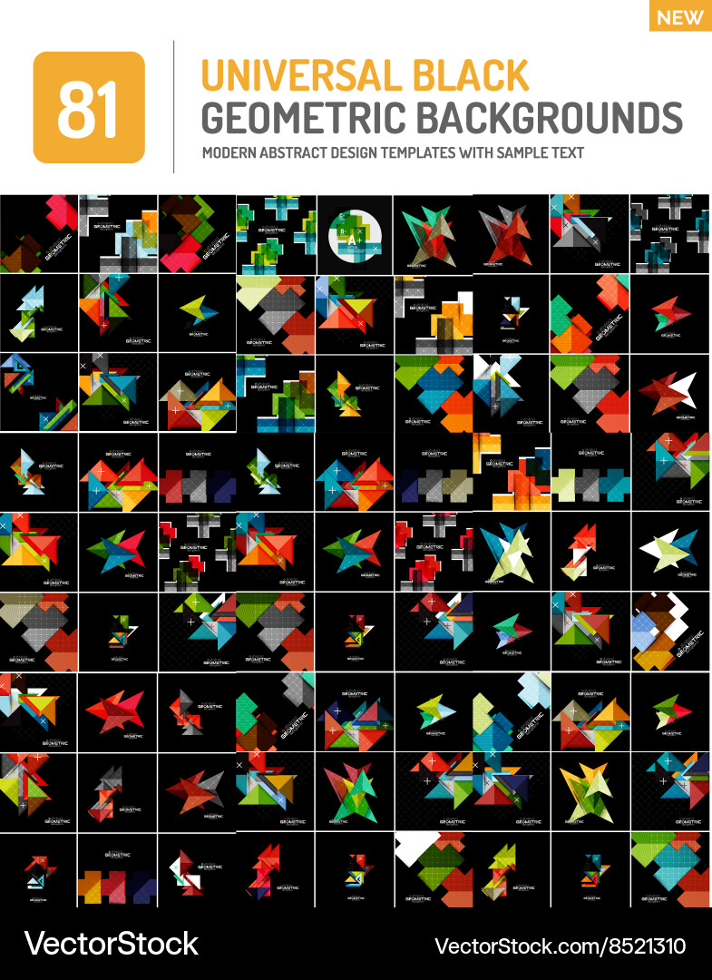 Mega collection of black geometric shape Vector Image