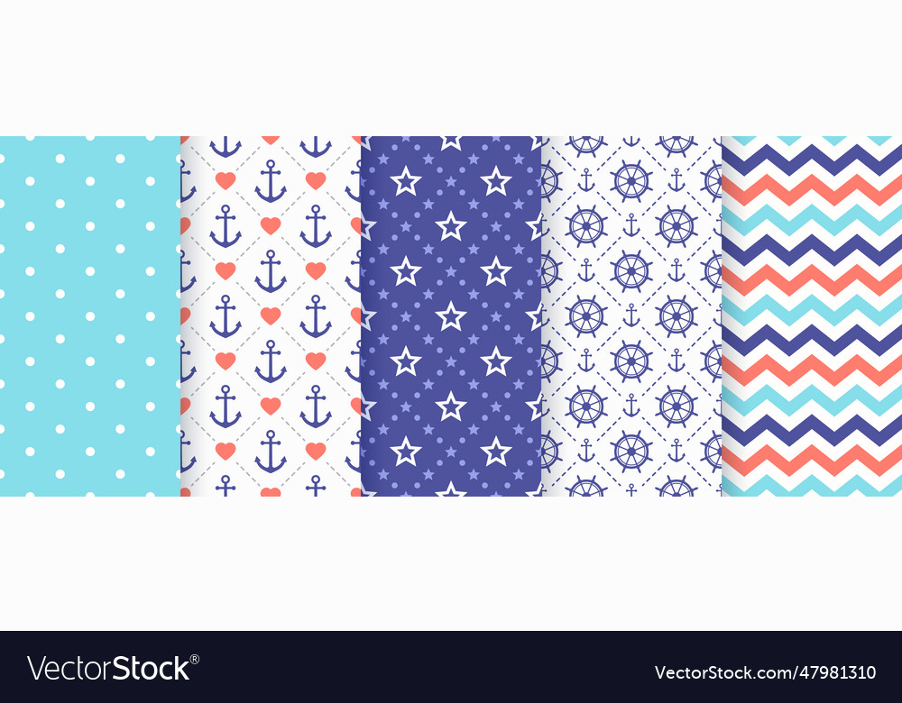 Nautical marine seamless pattern sea backgrounds Vector Image