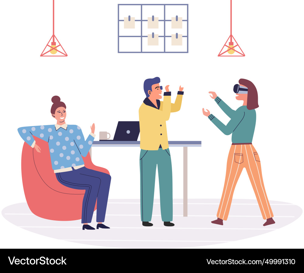 Office playing fooling around in workplace c Vector Image