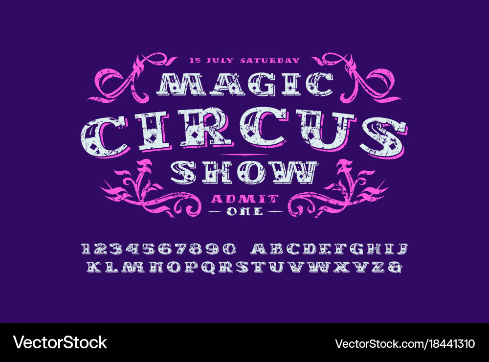 Ornate serif font in retro style Royalty Free Vector Image