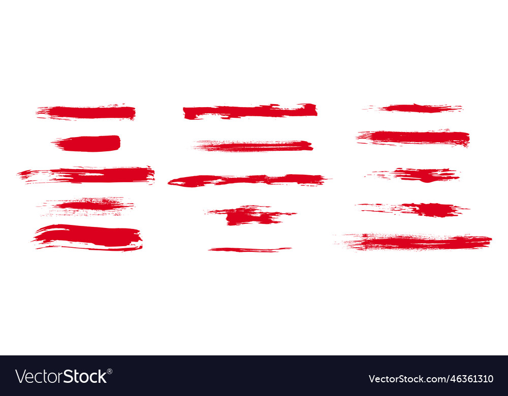 Red brush stroke set collection of painted grunge Vector Image