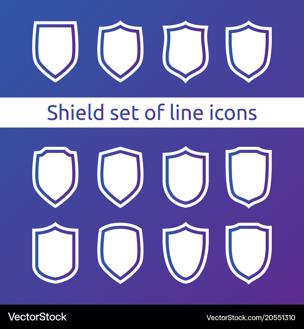 Shield logo symbol icon set with outline line Vector Image