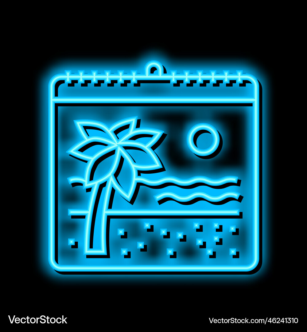 Vacation calendar neon glow icon Royalty Free Vector Image
