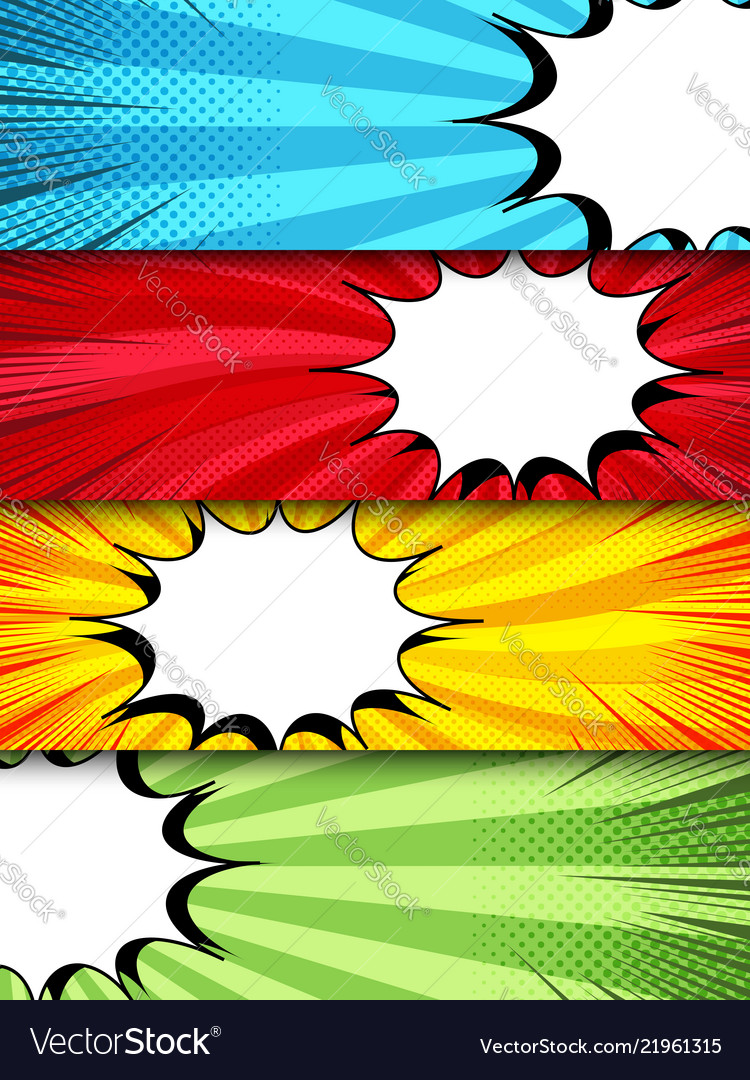 Comic dynamic horizontal banners Royalty Free Vector Image