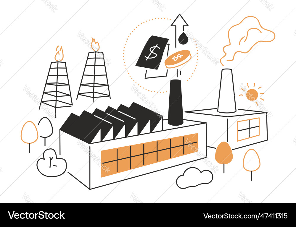 Gas production - modern line design style Vector Image