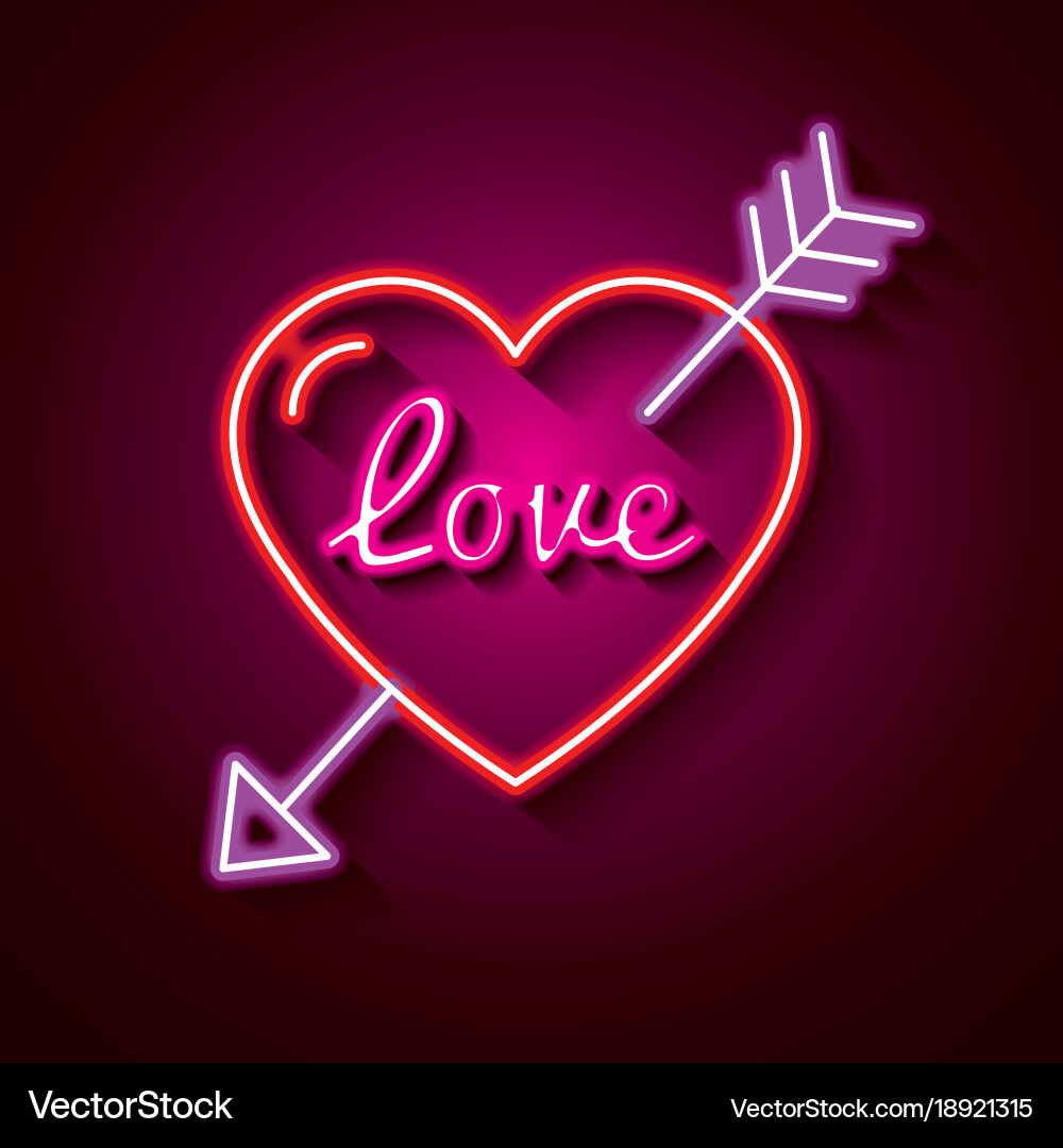Love poster with neon lights Royalty Free Vector Image