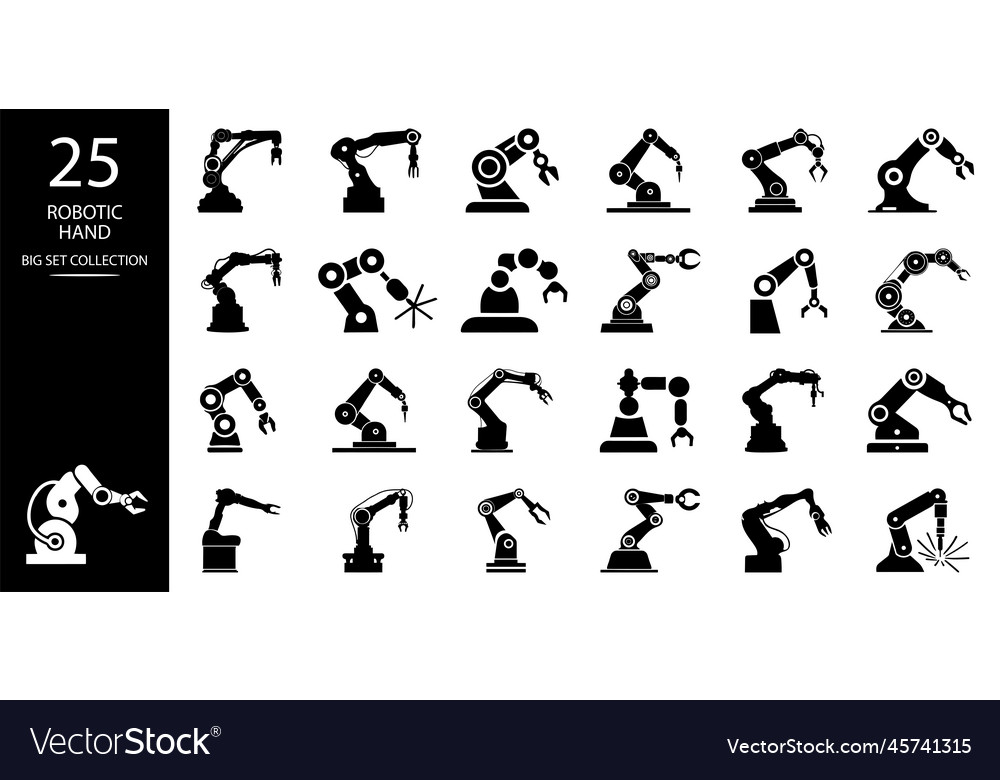 Robotic hand manipulator silhouette symbol icon Vector Image