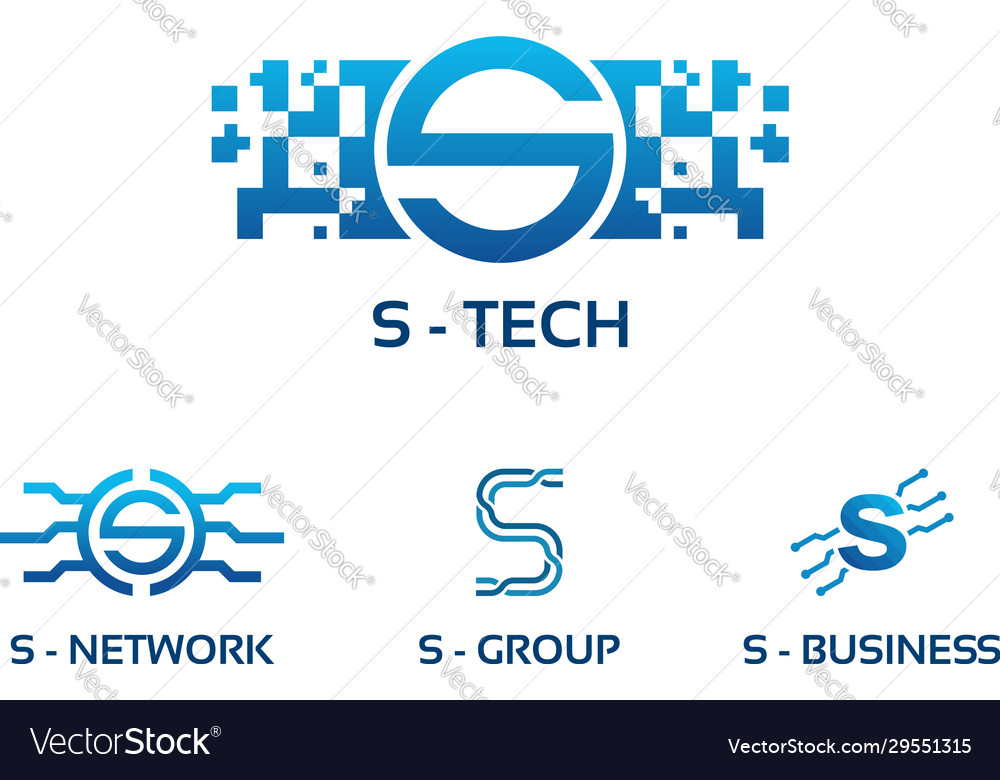 S initial tech logo set cool initial wire logo Vector Image