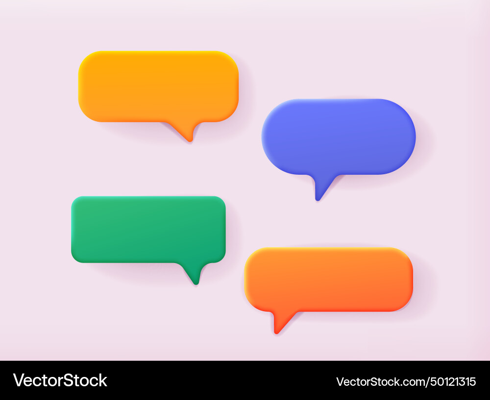 Set of 3d speak bubble chatting box message Vector Image