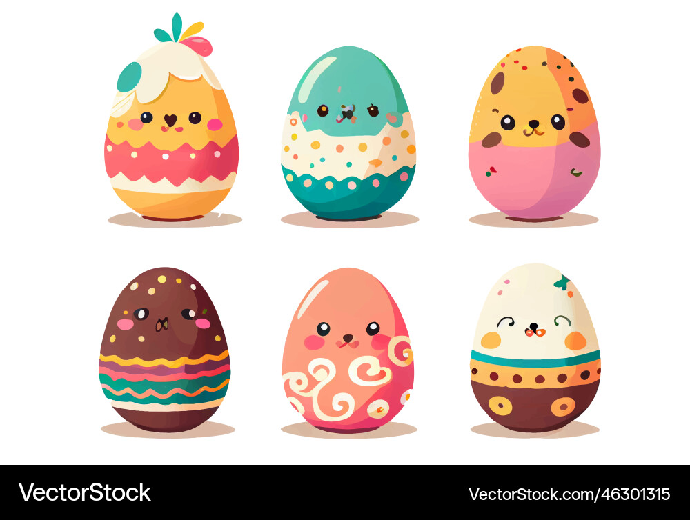 Set of aester colorful egg Royalty Free Vector Image