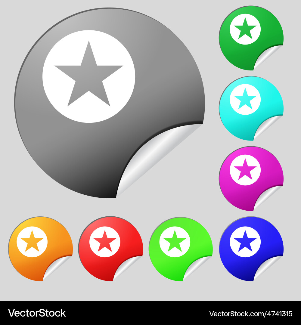 Star favorite icon sign set eight multi-colored Vector Image