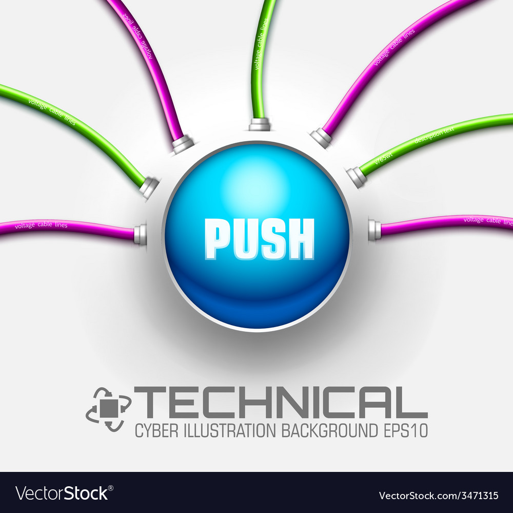 Technical button push with wire background Vector Image