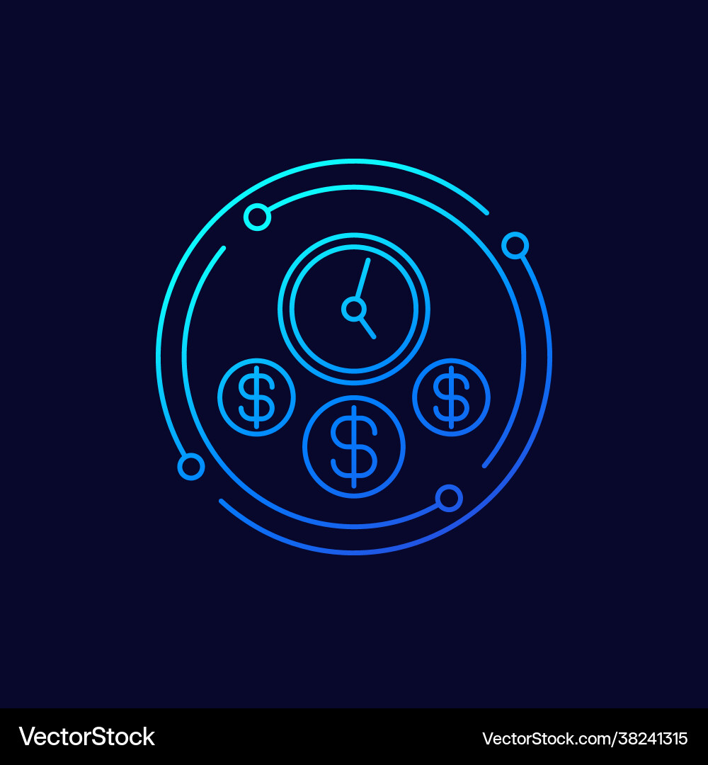 Time and money line icon Royalty Free Vector Image