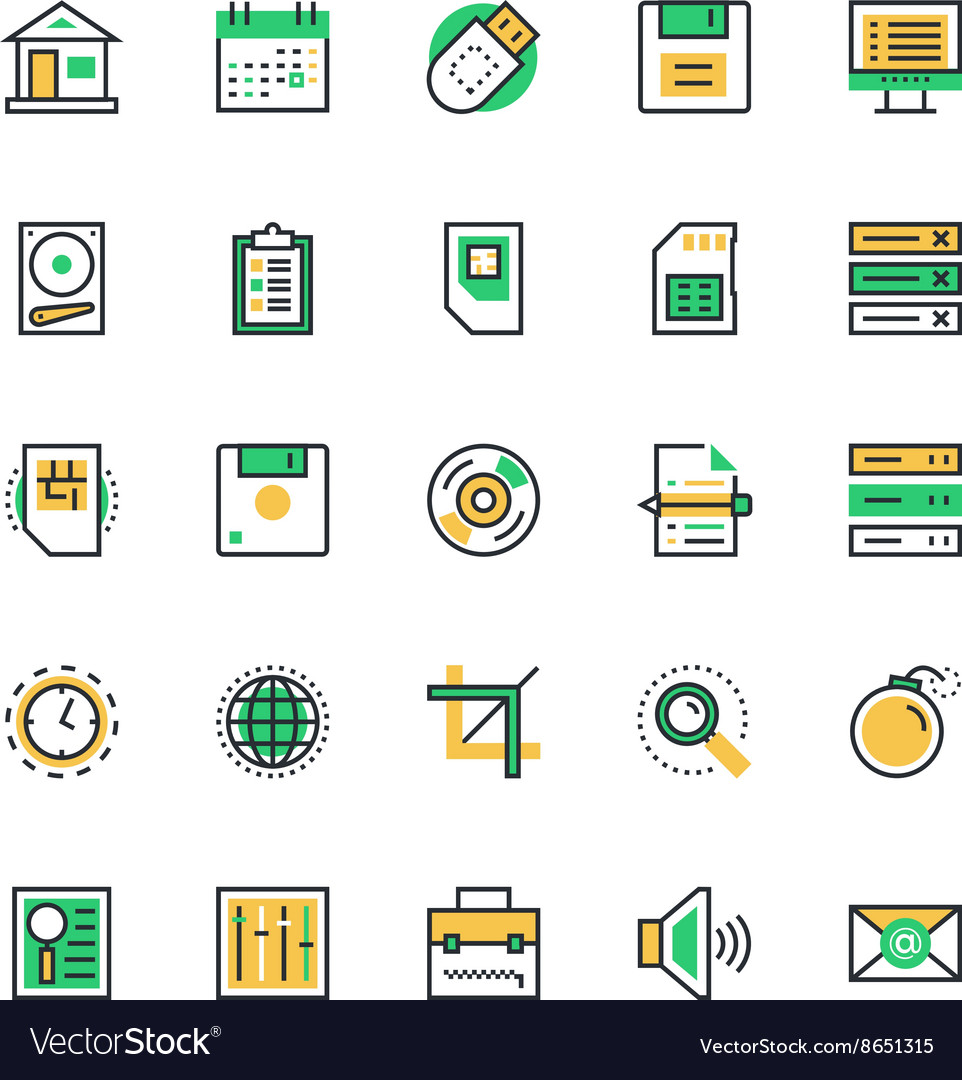 User interface and web colored icons 1 Royalty Free Vector