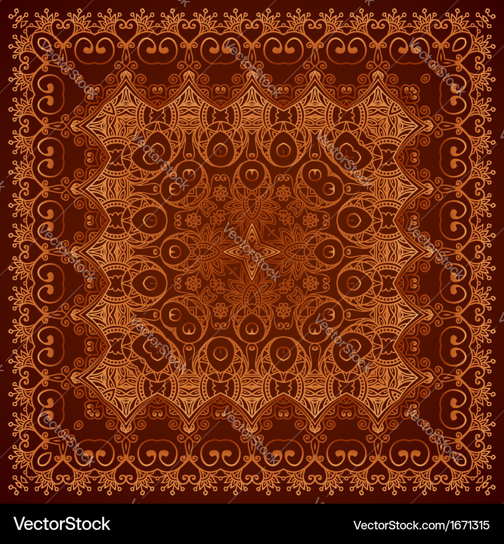 Vintage brown lacy ornate shawl pattern Royalty Free Vector