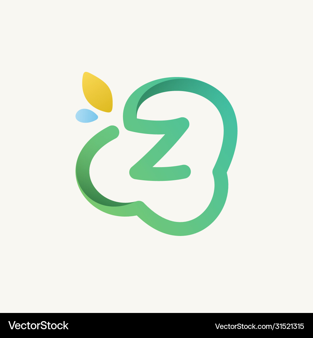 Z letter green line logo Royalty Free Vector Image