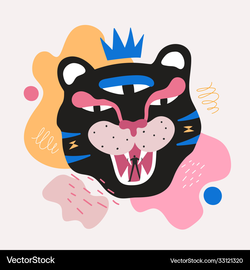 Abstract with man silhouette and black tiger Vector Image