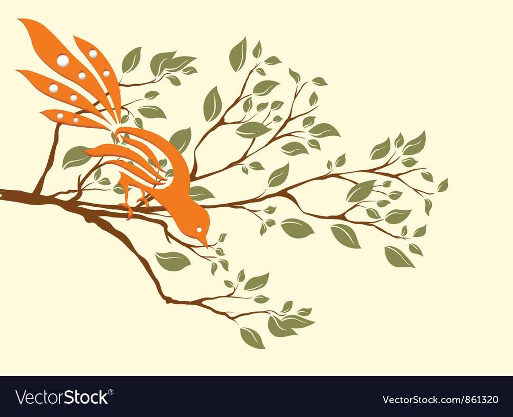 Bird on a branch Royalty Free Vector Image - VectorStock