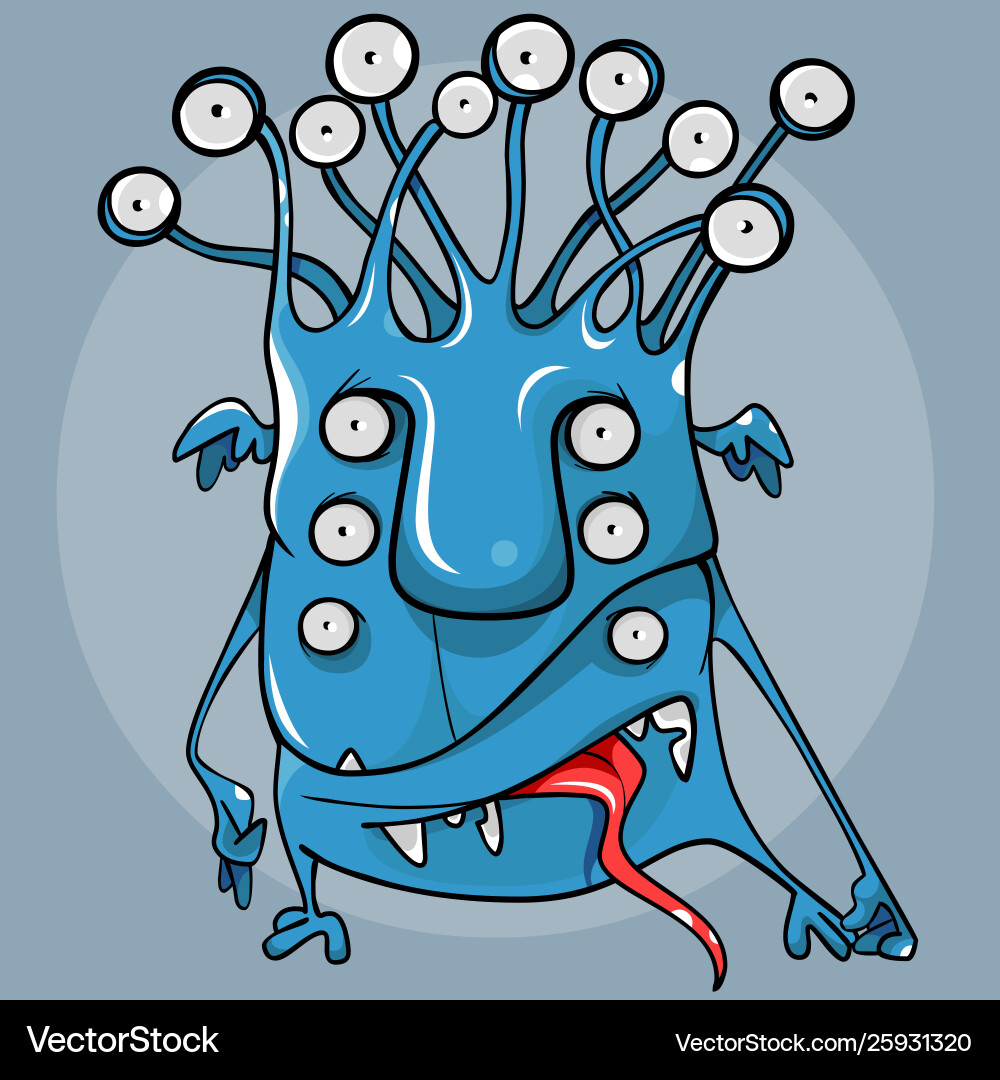 Blue fantastic cartoon creature Royalty Free Vector Image
