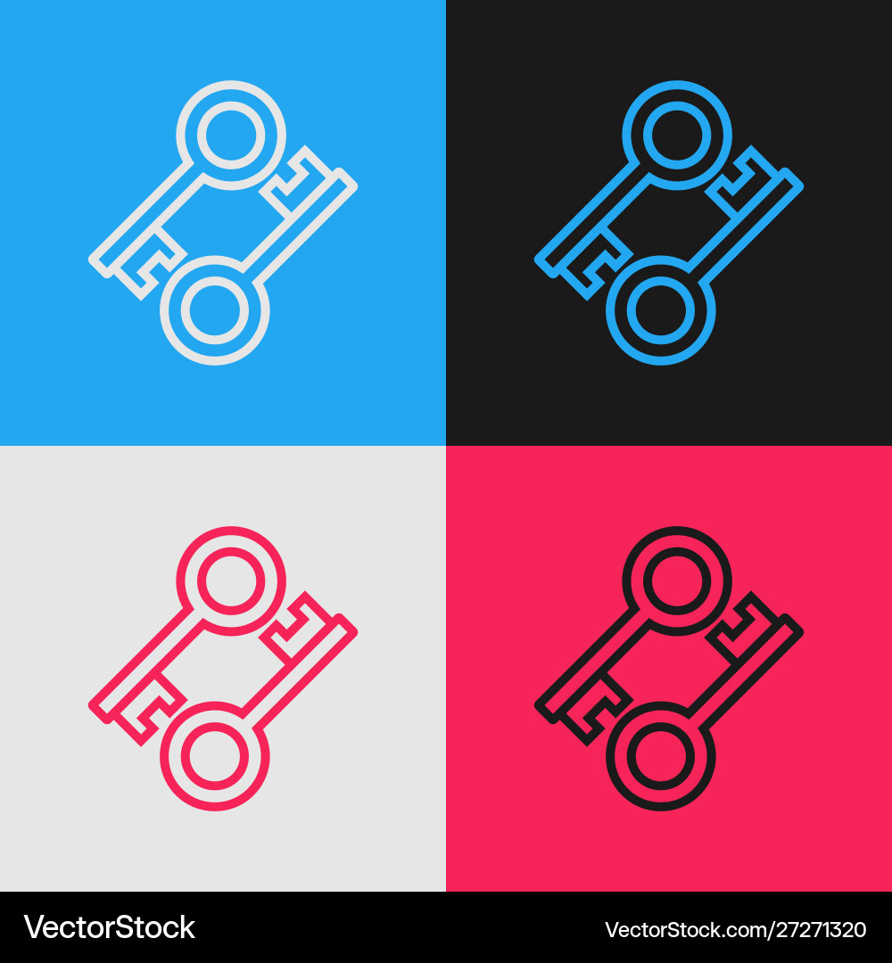 Color line cryptocurrency key icon isolated Vector Image